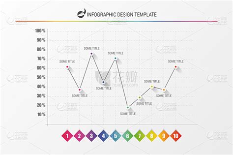 信息图表设计模板。色彩鲜艳的折线图。向量