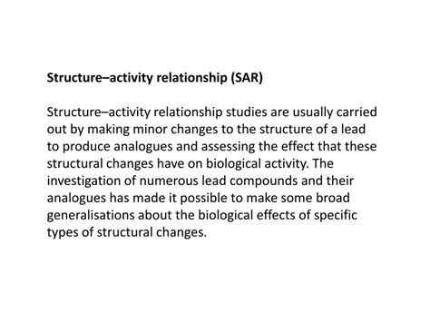 Ppt Exploring Structure Activity Relationships In Drug Development