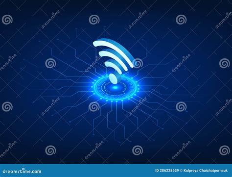 Wifi Technology Placed On The Technology Circle With The Connected Technology Circuit Wi Fi Is