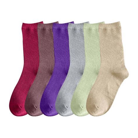 Premium Cotton Crew Socks For Women 6 Pairs Assorted Colors