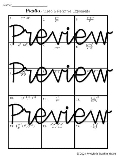 Laws Of Exponents With Integer Bases Practice By My Math Teacher Heart