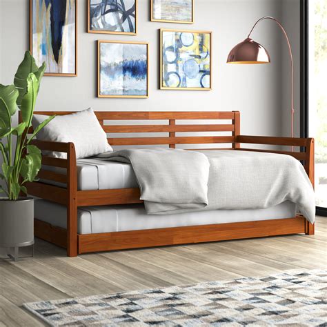 Lark Manor Alexz Wood Daybed With Pop Up Trundle Bed Mattresses Not