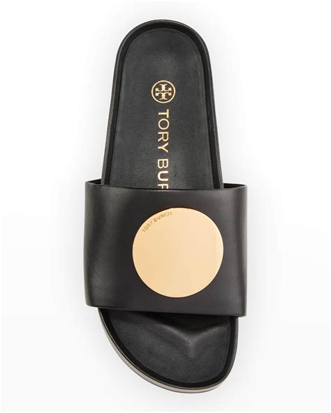 Tory Burch Patos Leather Slide Sandals Neiman Marcus