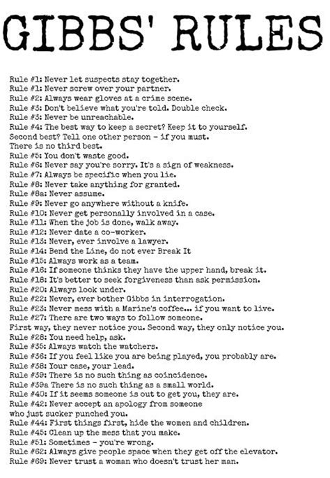 printable list of gibbs rules printable word searches