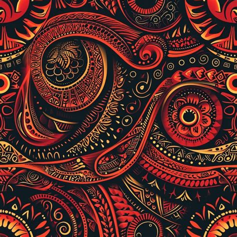 Premium Photo A Close Up Of A Red And Black Paisley Pattern With A