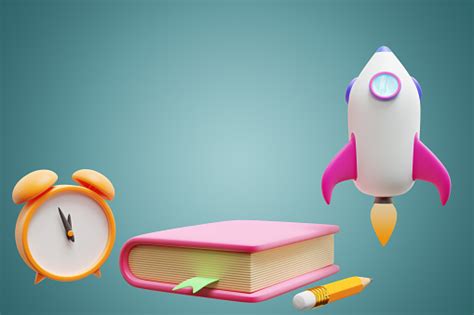 학교로 돌아 가기 알람 시계 책 로켓 3d 렌더링 0명에 대한 스톡 사진 및 기타 이미지 0명 Launch Party