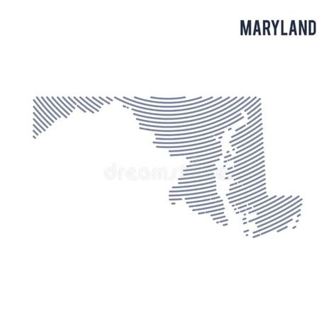 Vector Abstract Hatched Map Of Of State Of Maryland With Curve Lines Isolated On A White