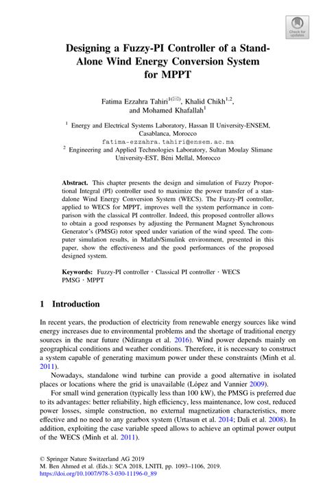 pdf designing a fuzzy pi controller of a stand alone wind energy