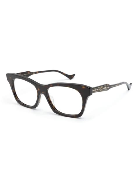 Gucci Eyewear Tortoiseshell Square Frame Glasses Brown Farfetch Ao
