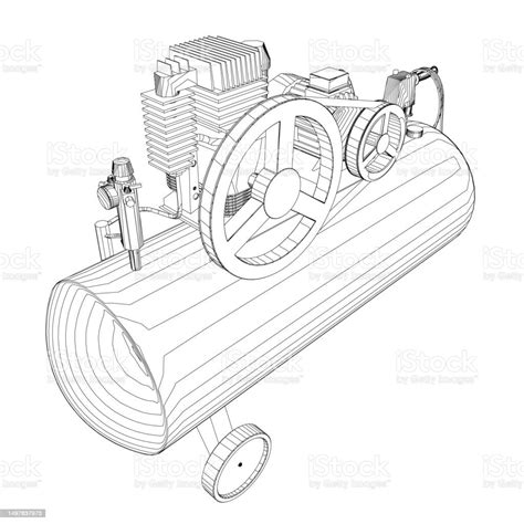 흰색으로 격리된 공기 압축기 공기 압축기 공압 아이콘입니다 공기 압축기 공압 벡터 아이콘은 흰색 배경에 분리된 웹 디자인을 위한 것이다 외곽선 플랫 벡터 디자인 강철에 대한