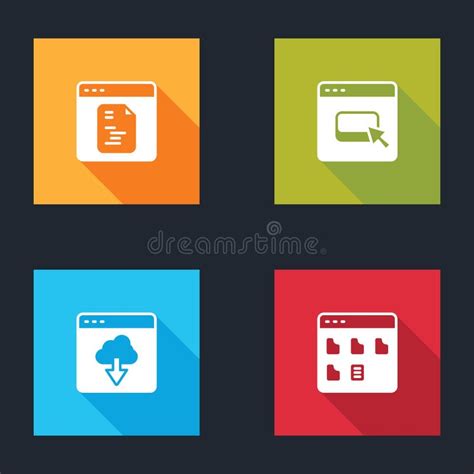 Set Software Browser Files Cloud Technology Data Transfer And Icon Vector Stock Illustration