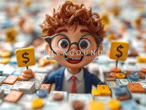 Smiling Cartoon Character Holding Dollar Signs Premium Ai Generated Psd