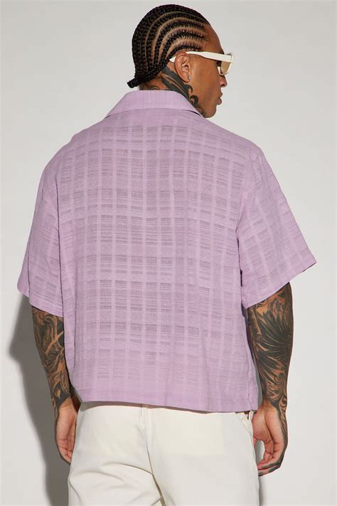 Rough Edge Textured Button Up Shirt Lavender Fashion Nova Mens