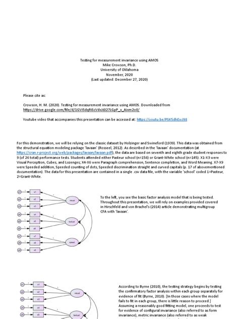 testing for measurement invariance testing using amos nov 2020 pdf