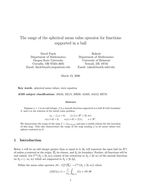 Solution The Secret Of The Range Of The Spherical Mean Value Operator