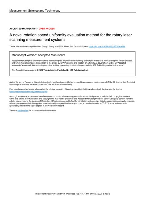 Pdf A Novel Rotation Speed Uniformity Evaluation Method For The