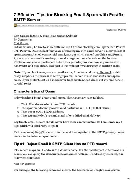 7 Effective Tips For Blocking Email Spam With Postfix Smtp Server Download Free Pdf Email