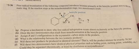 Solved Free Radical Bromination Of The Following Compound