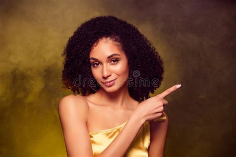 Photo Of Stunning Pretty Lady Dressed Outfit Showing Emtpy Space