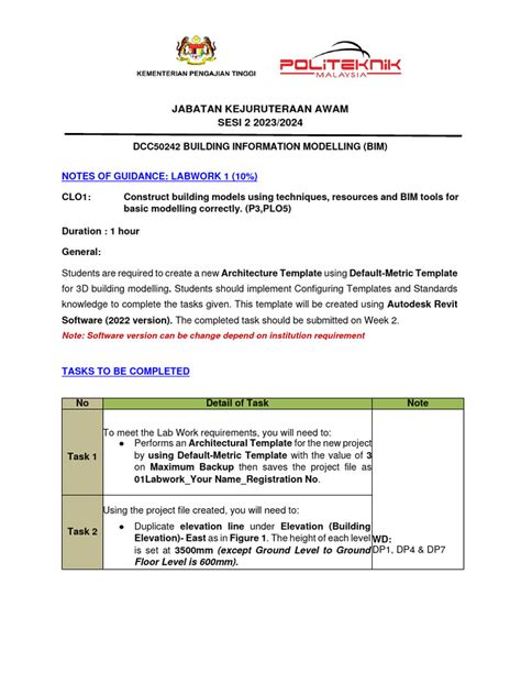 labwork 1 2 2024 pdf building information modeling computing