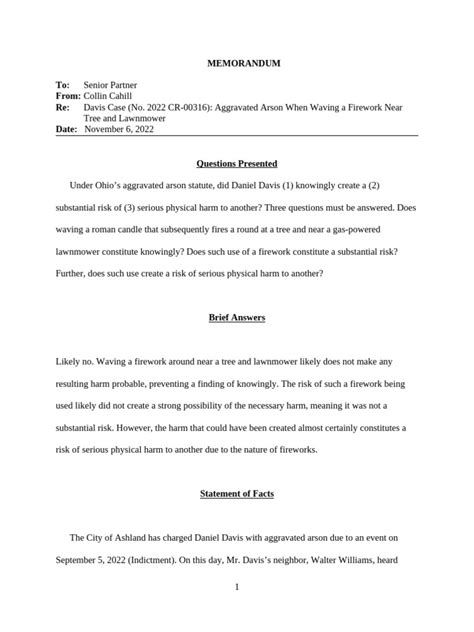 Law 1 Open Memo Draft Pdf