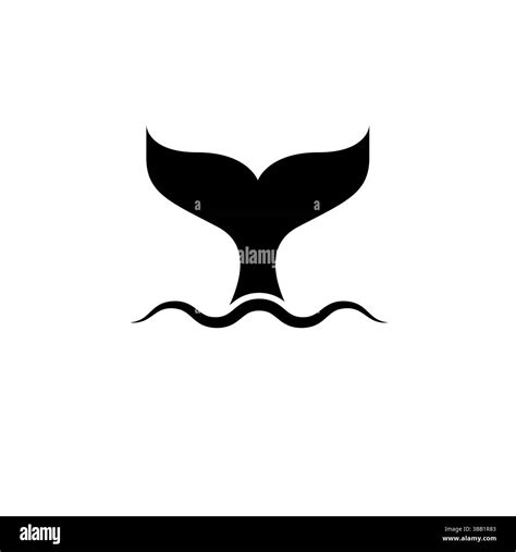 Sperm Whale Tail In Water Wave Wildlife Solid Flat Vector Icon