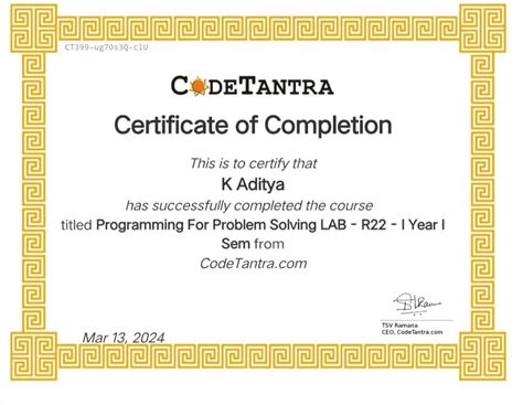Its My C Language Certificate Which I Have Got In Codetantra It Is