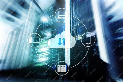 premium photo cloud server and computing data storage and processing