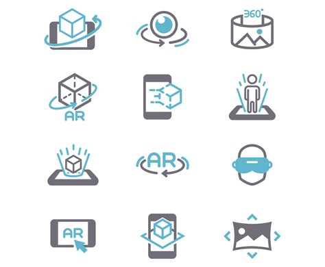 Set Of Augmented Reality Line Icon