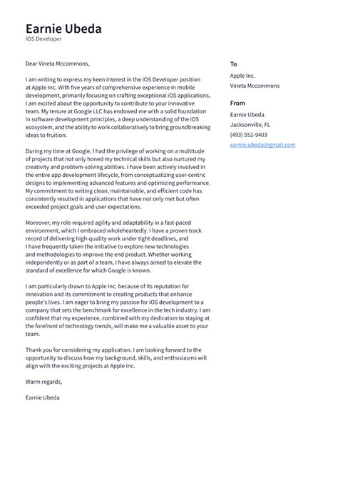 IOS Developer Cover Letter Examples And Templates