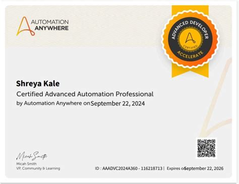 Shreya Kale On Linkedin Automationanywhere Rpacertified