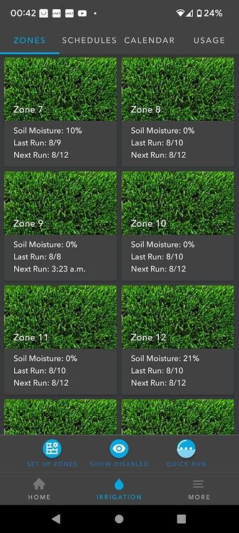 affect of quick run on next scheduled watering schedules and zones