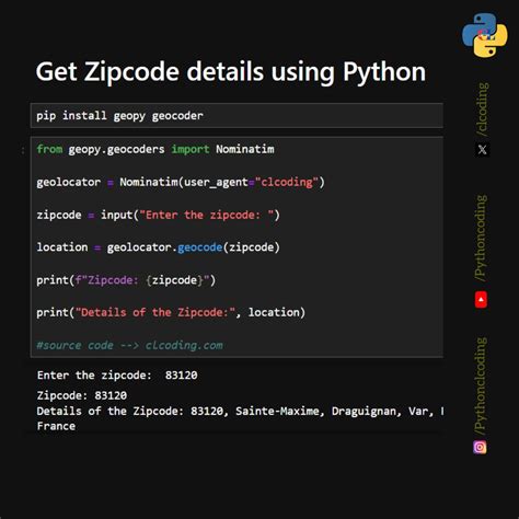 Get Zipcode Details Using Python Python Coding