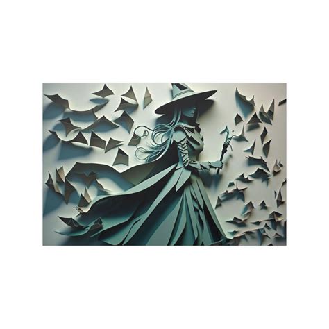 Papercraft Witch Poster A Witch With Bats Done In Cool Paper Craft