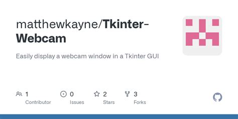 Github Matthewkaynetkinter Webcam Easily Display A Webcam Window In A Tkinter Gui