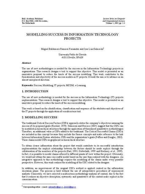 Modelling Success In Information Technology Projects Pdf Educational Technology Validity