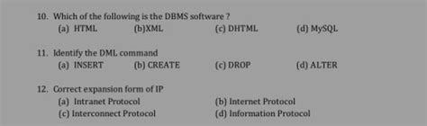 which of the following is the dbms software a html b xml c dhtml