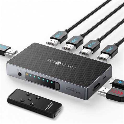 Hdmi Switch Durable Setmspace Hdmi Switcher 5 In 1 Out With Remote 4k 60 Hz Hdmi