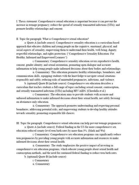 Comprehensive Sexual Education Research Outline Pdf Sex Education Public Health