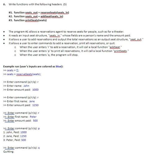6 Write Functions With The Following Headers 5