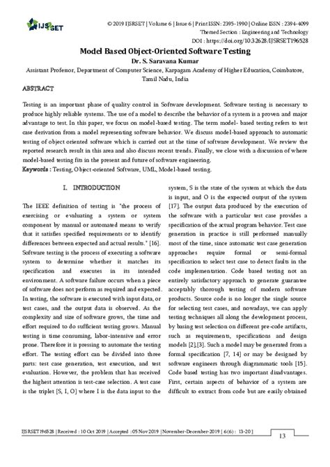 Pdf Model Based Object Oriented Software Testing