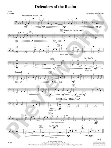 defenders of the realm part 4 cello part 4 cello part digital sheet music download