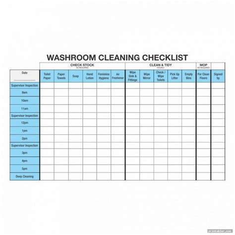 Printable Bathroom Cleaning Log Template Printable Gridgit Bathroom Cleaning Log Sheet Templ