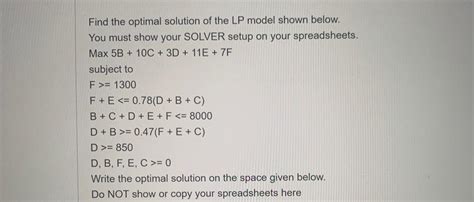 Solved Find The Optimal Solution Of The LP Model Shown Chegg Com