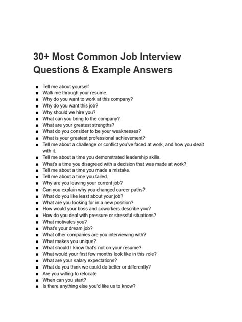 30+ Common Interview Questions & Answers | PDF | Efficient Energy Use ...