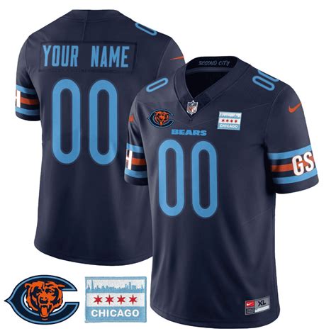 Chicago Bears City Edition Gsh Custom Navy Jersey All Stitched