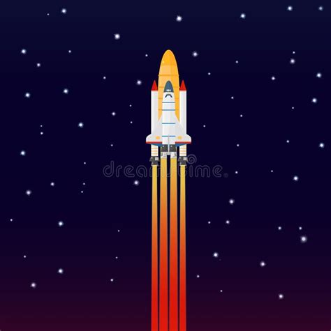 Vector Space Galaxy Rocket Spaceship Launch Flying A Spaceship In Outer Space Stock Vector