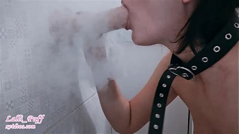 Raspberry Donut Flavored Smoky Blowjob And Submission On A Leash