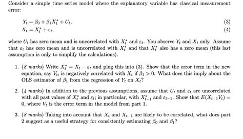 consider a simple time series model where the