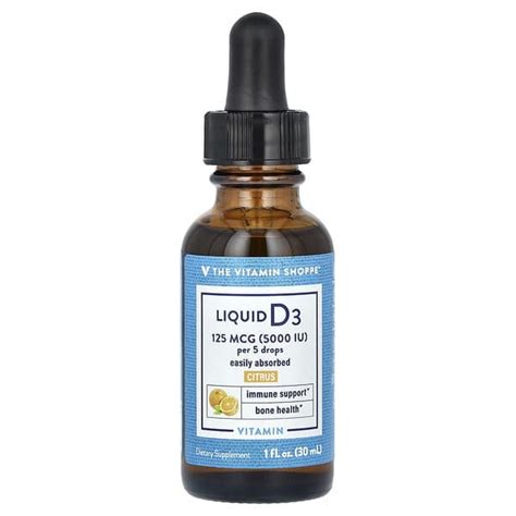 The Vitamin Shoppe Liquid Vitamin D3 Citrus 125 Mcg 5000 Iu 1 Fl